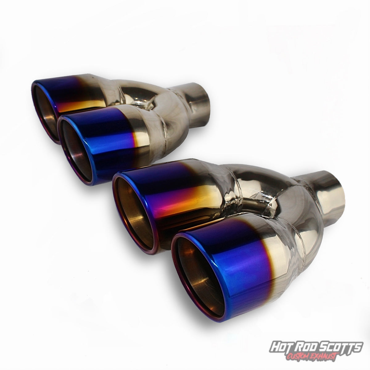 3.5 Burnt rolled edge dual quads exhaust tips (LR pair ...