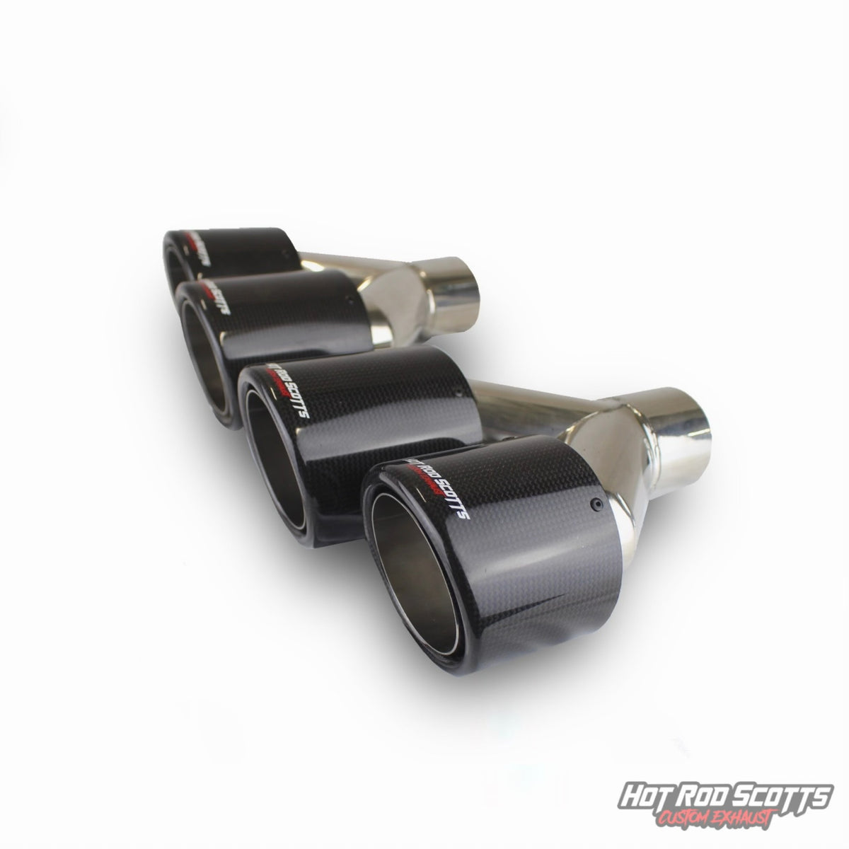 4 inch. Carbon fiber rolled edge dual exhaust tips (LR pair ...