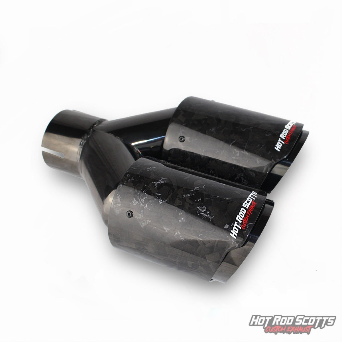 4 inch. Forged carbon slash cut black chrome dual exhaust tip (straigh ...
