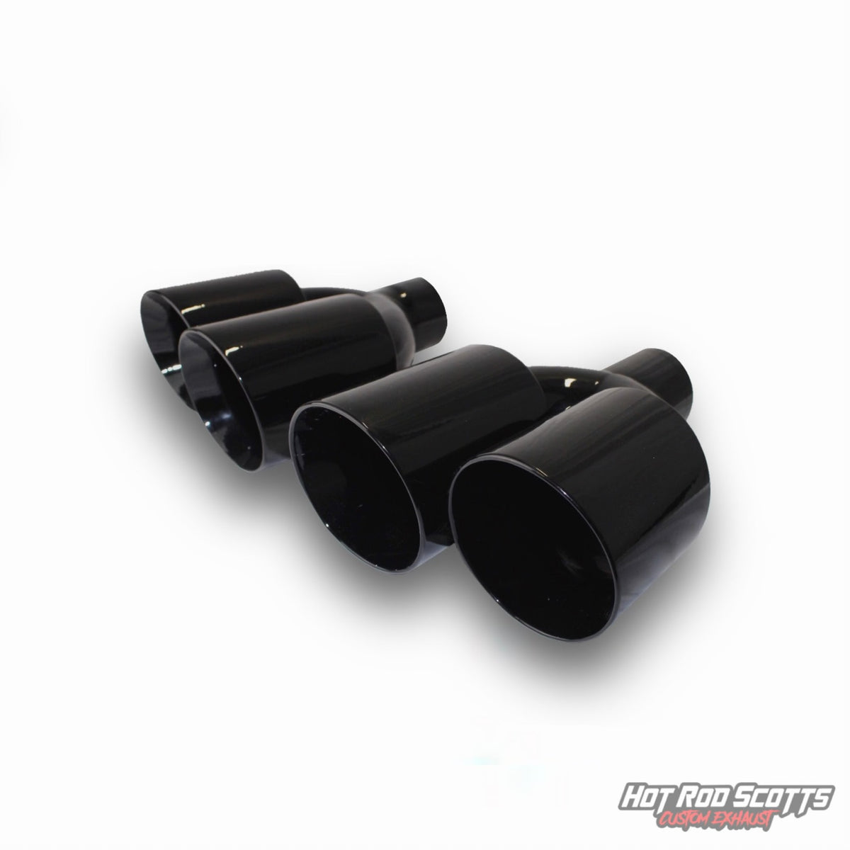 4.5 inch. Glossy black slash cut dual quads exhaust tips (LR pairs ...